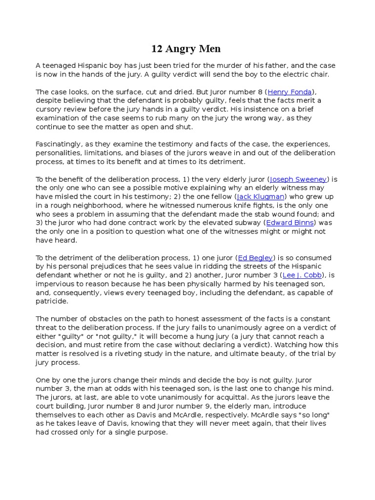 12 Angry Men | PDF | Reasonable Doubt | Hung Jury