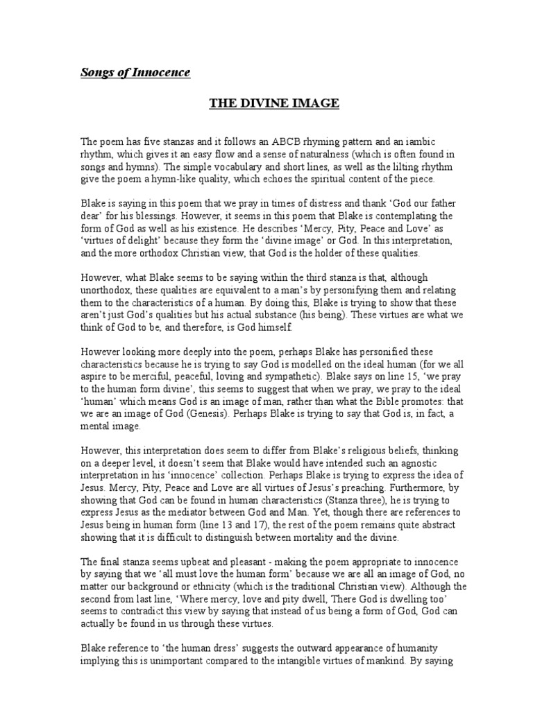 Divine Image | PDF | William Blake | God