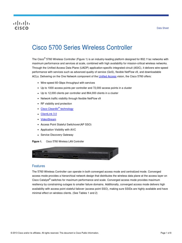 Cisco 5700 Series Wireless Controller: Unified Access | PDF | Wireless Lan | Radius