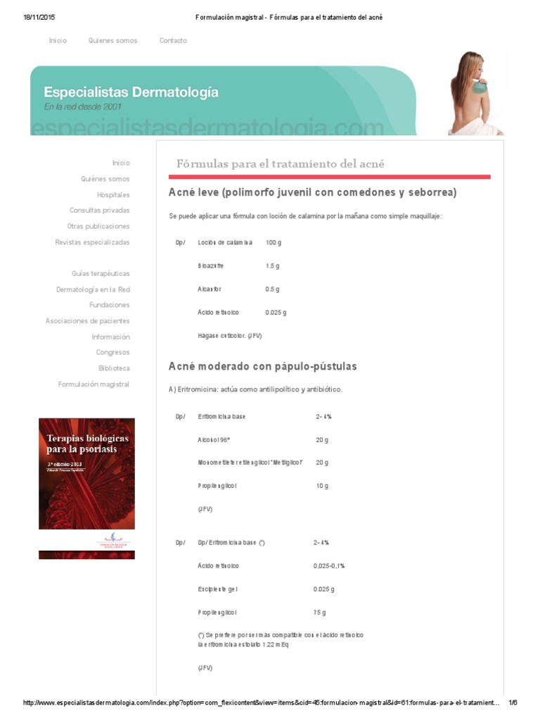 Fórmulas Magistrales para el Acné | PDF | Acné común | Rtt