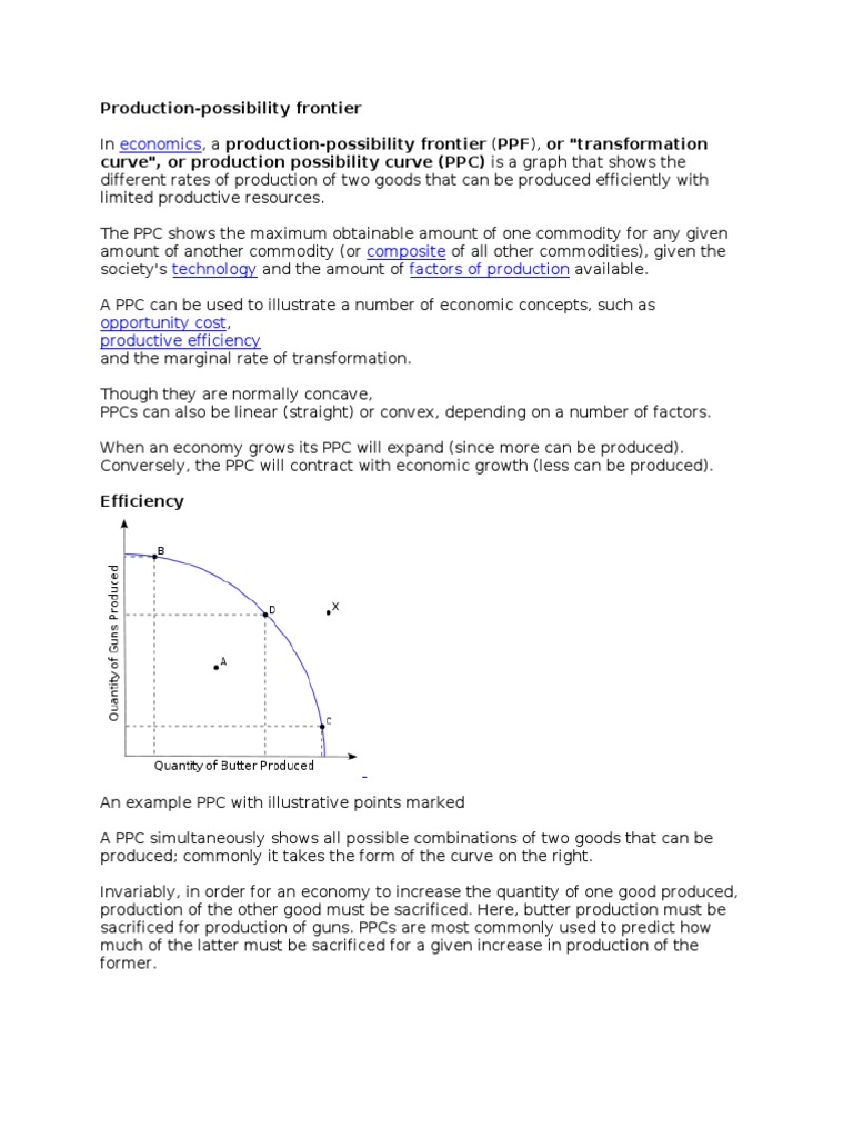 PPC-production Possibility Curve, PPF-production Possibility Frontier ...