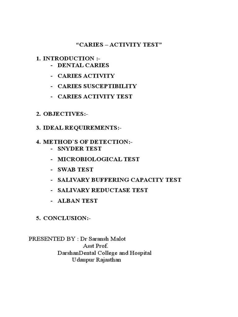 Caries Activity Test | Medical Specialties | Wellness