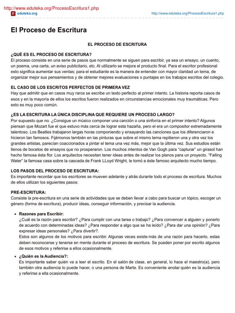 El Proceso de Escritura PDF | PDF | Escritura | Palabra