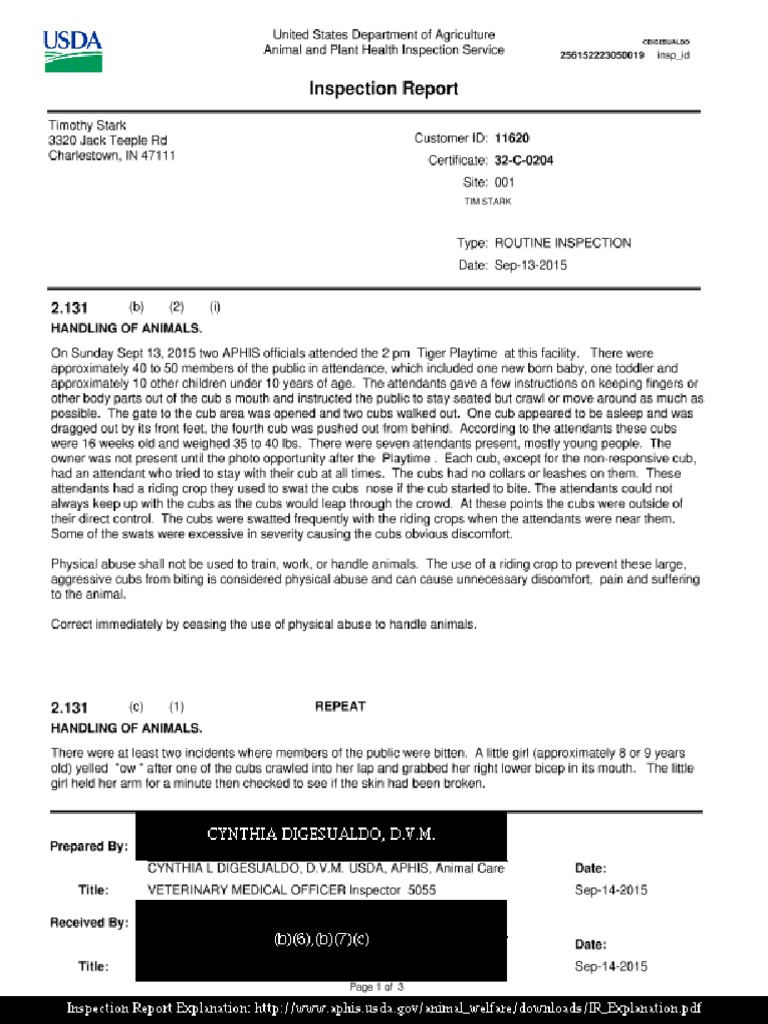 Sept. 13, 2015 USDA Inspection | PDF