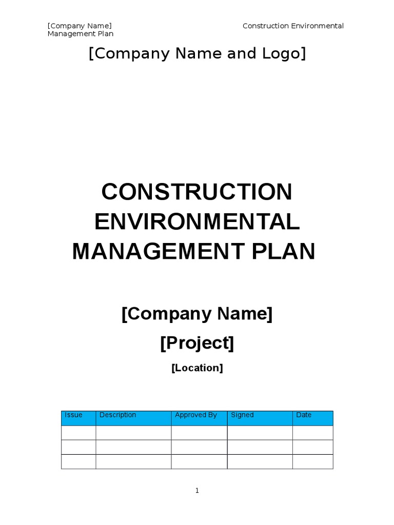 Construction Environmental Management Plan: (Company Name) (Project ...