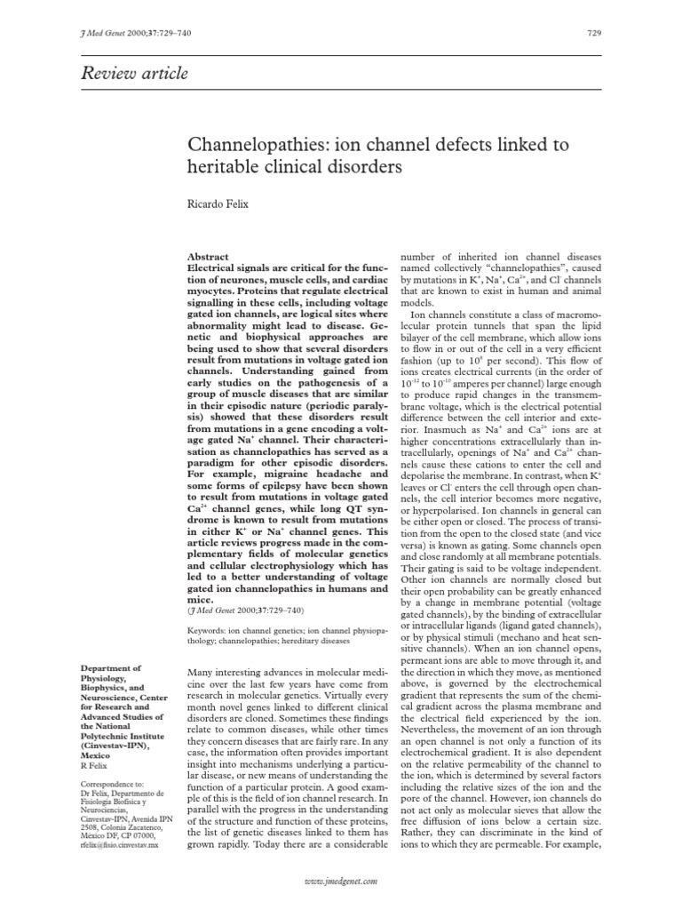 Channelopathies: Ion Channel Defects Linked To Heritable Clinical ...