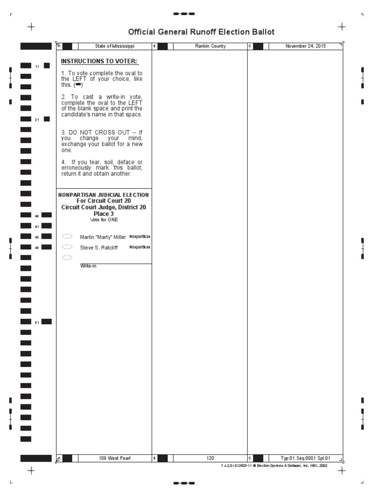 Official General Runoff Election Ballot: Instructions To Voter | PDF ...