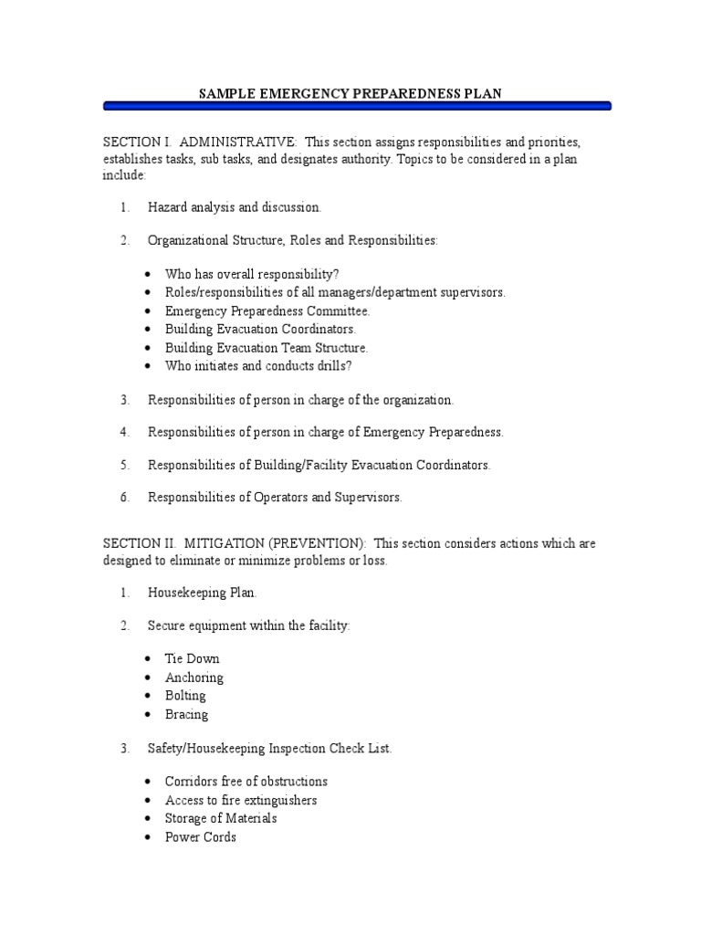 Emergency - Plans - Sample Emergency Preparedness Worksheet | PDF ...