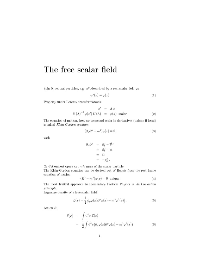 The Free Scalar Field | PDF | Quantum Field Theory | Condensed Matter ...