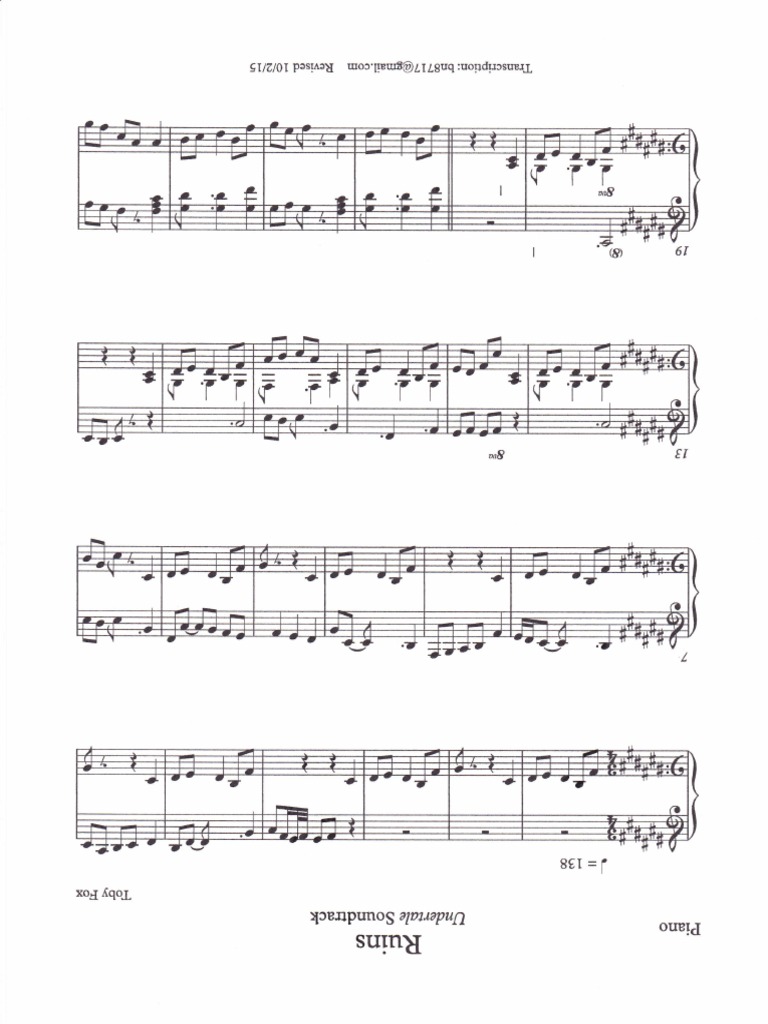 Ruins - Undertale Soundtrack | PDF