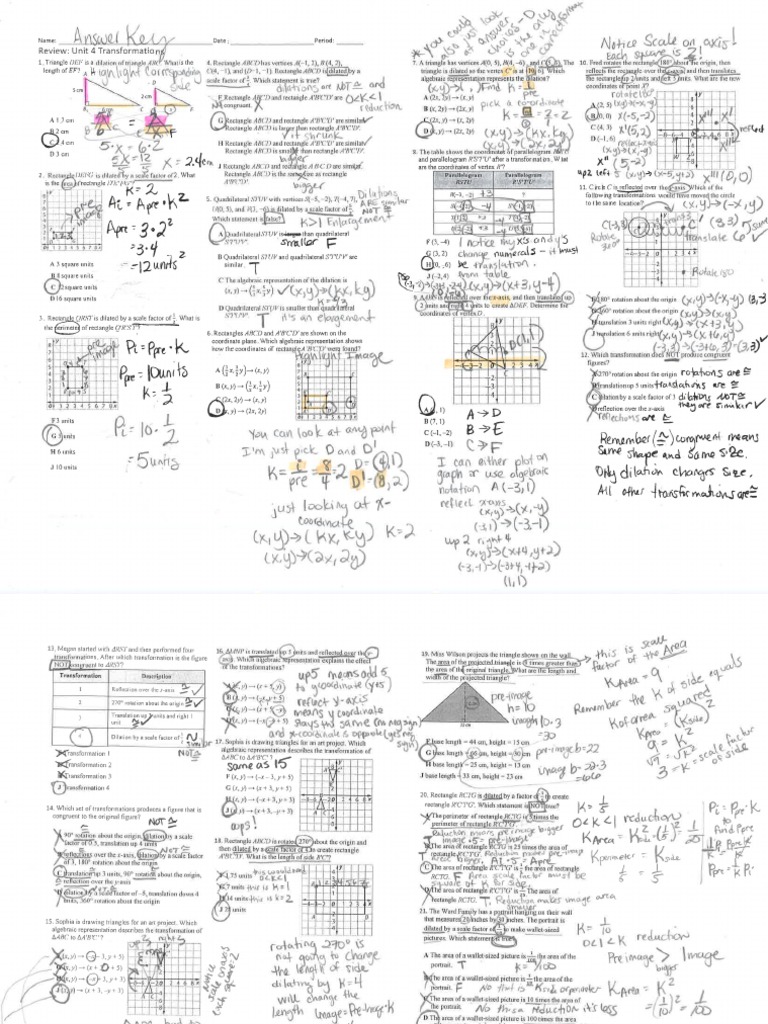 Unit4 Review Key | PDF