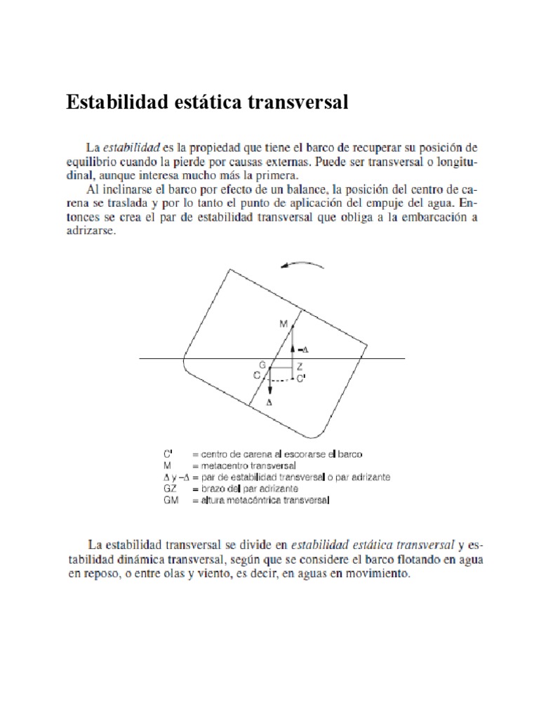 Estabilidad Estática Transversal. Criterios de Estabilidad | PDF ...