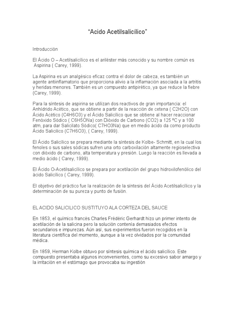 Acido Acetilsalicílico | PDF | Aspirina | Química