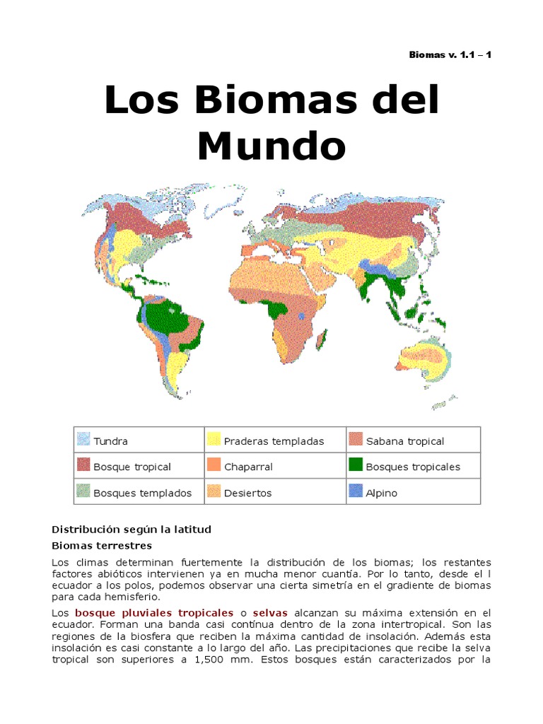 Mapa y Distribución de Biomas Terrestres | PDF | Geografía Física ...