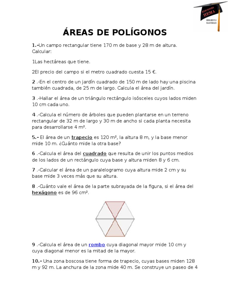 Áreas de Polígonos | PDF | Rectángulo | Triángulo