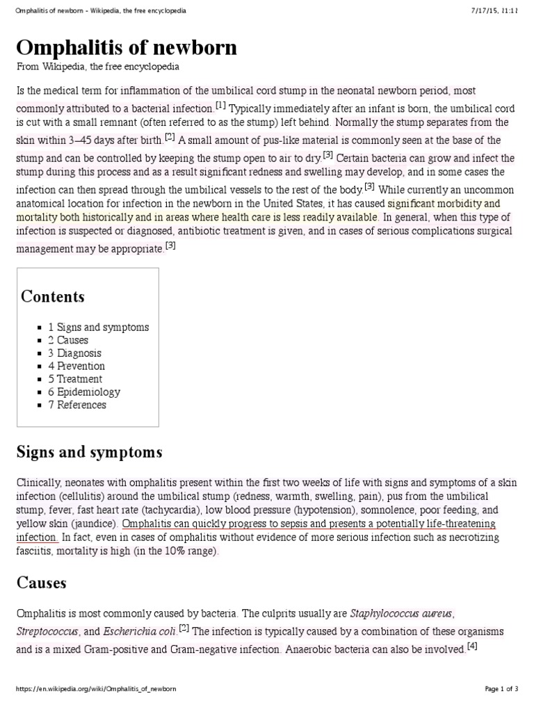 Wikipedia - Omphalitis of Newborn (CHECKED) | PDF | Medical Specialties ...