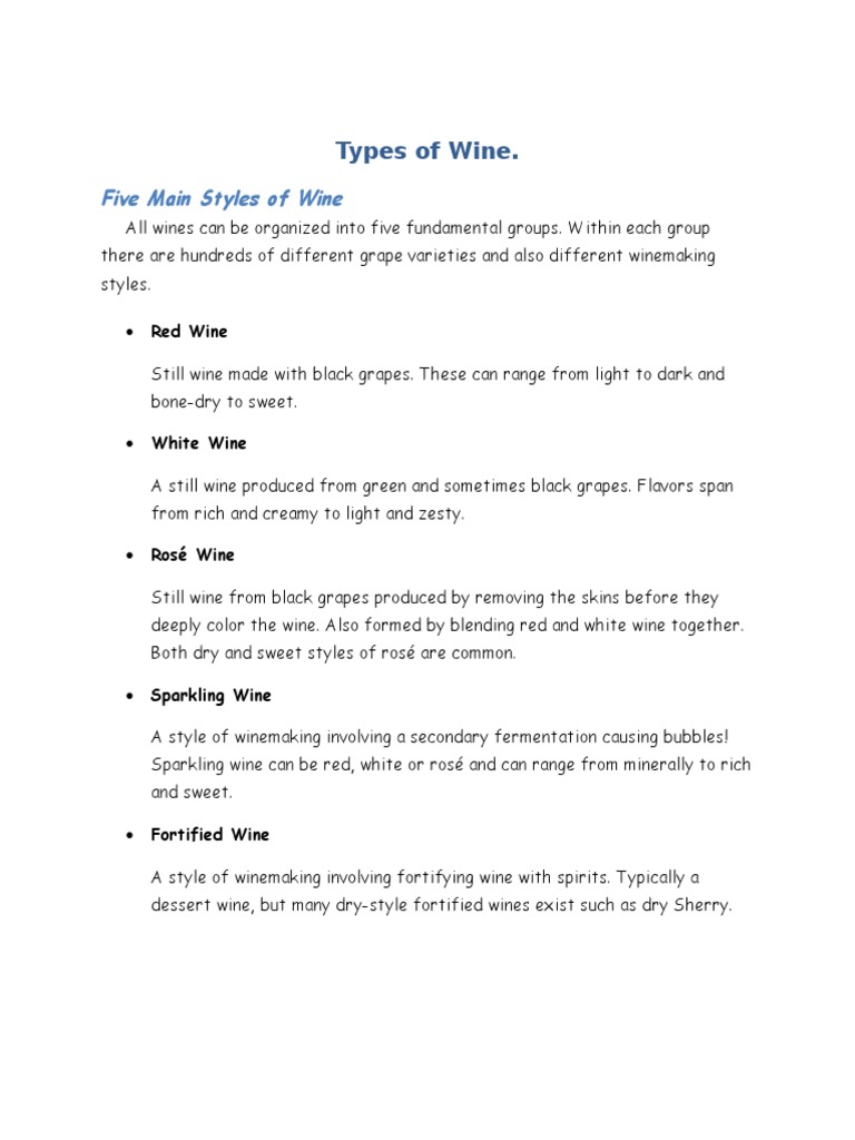 Wine Styles and Flavor Guide | PDF | Home & Garden