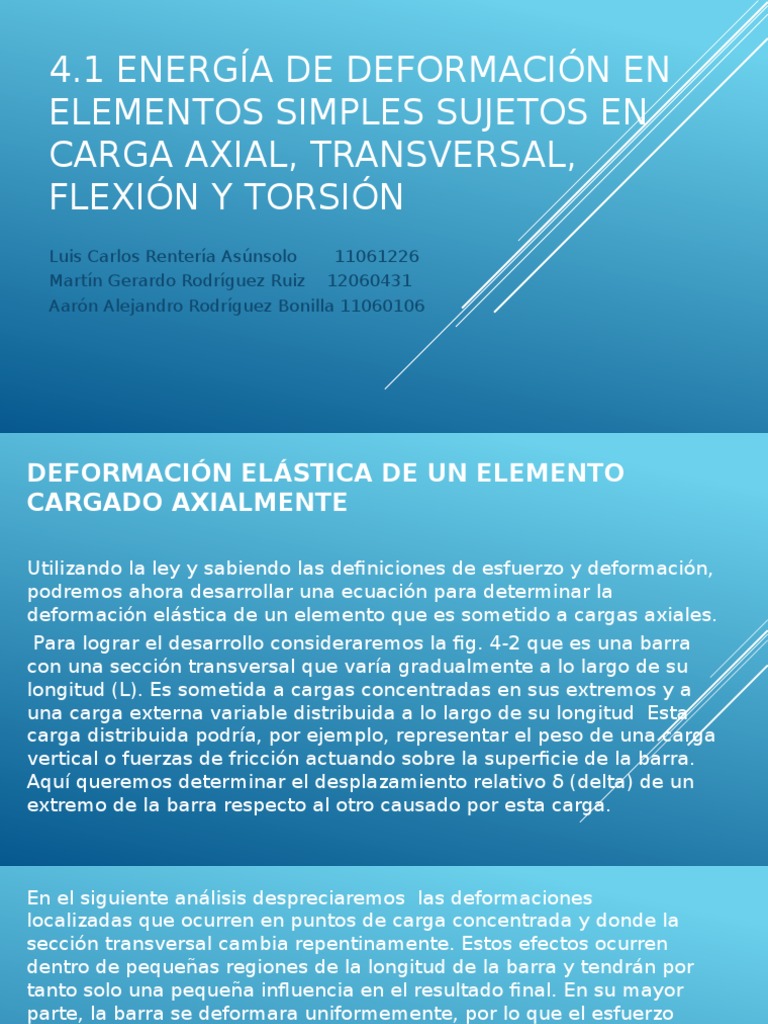 4.1 Energia de Deformacion | PDF | Elasticidad (Física) | Física