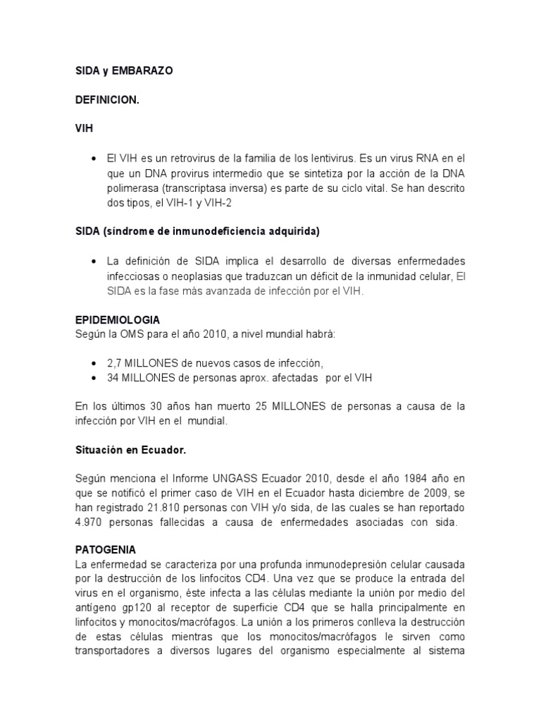 Sida y Embarazo | PDF | VIH / SIDA | Manejo del VIH / SIDA