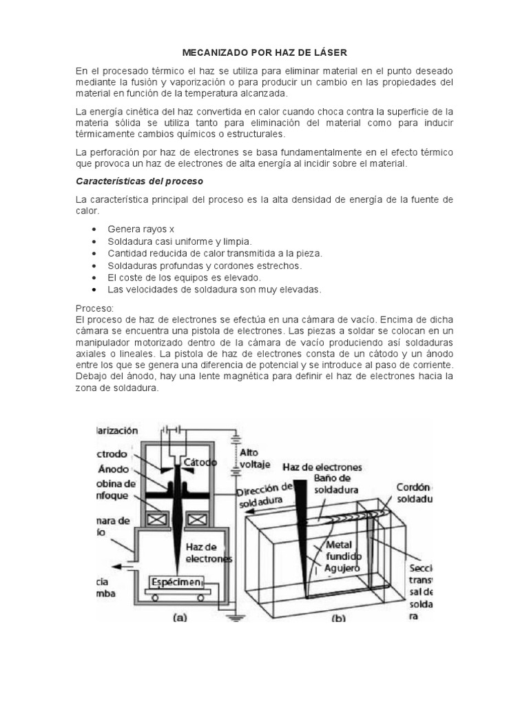Mecanizado Por Haz de Láser y Haz de Electrones | PDF | Electrón | Láser