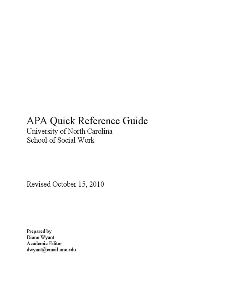 APA Quick Reference Guide | PDF | Citation | Digital Object Identifier