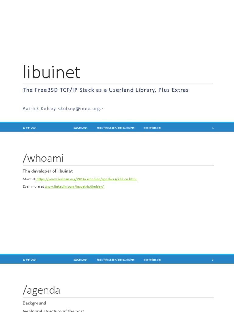 260 Libuinet Bsdcan2014 | PDF | Transmission Control Protocol | Thread (Computing)