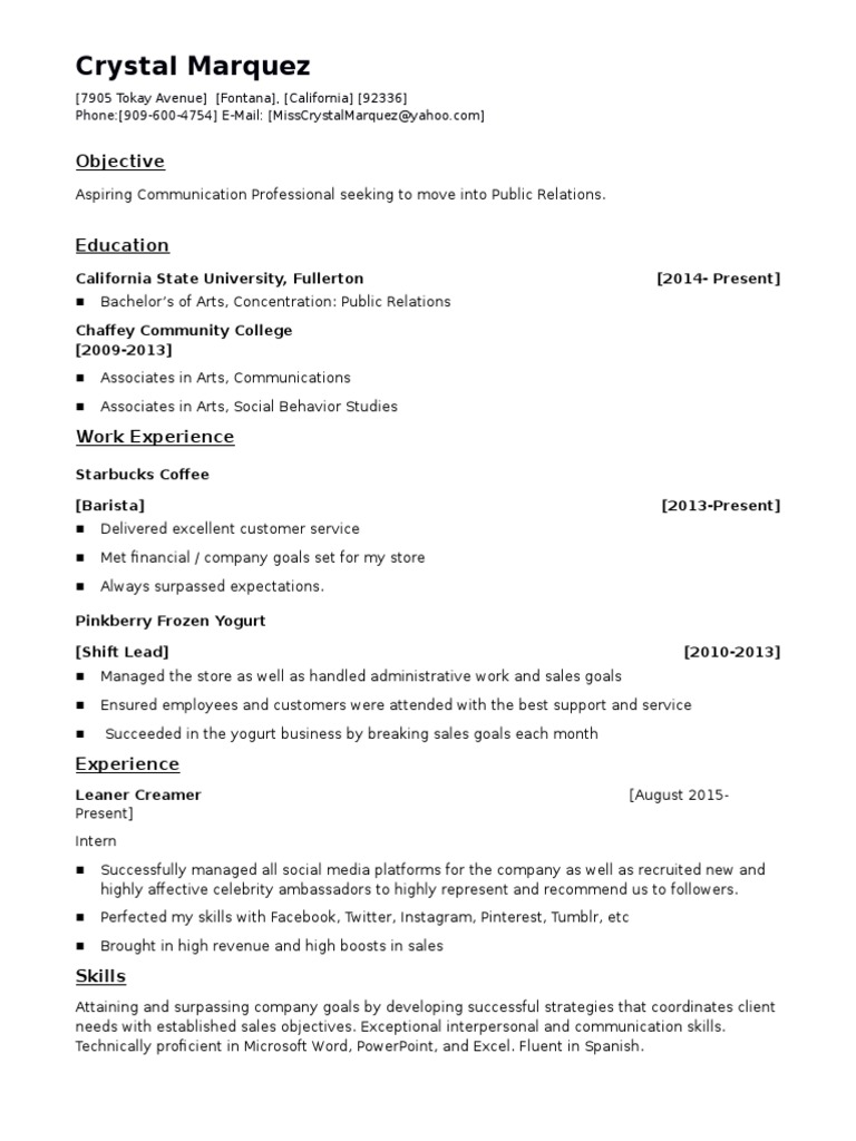 Crystal Marquez Resume | PDF | Career & Growth