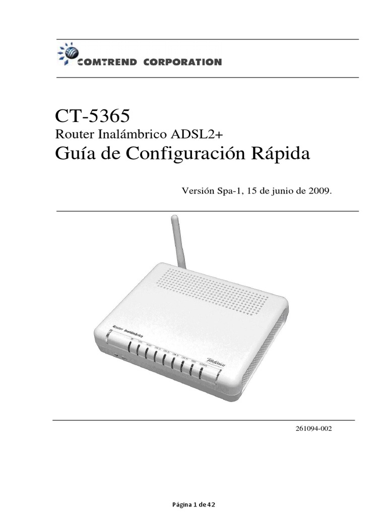 Guia Config Basic Interfazweb Router Comtrend Ct5365 | PDF