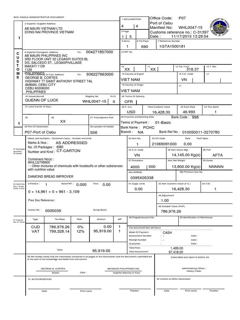 Cusdec Final SAD | PDF | Value Added Tax | Tariff