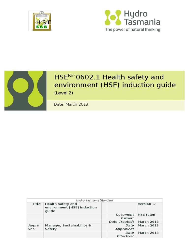 HSE Induction Guide | PDF | Personal Protective Equipment ...