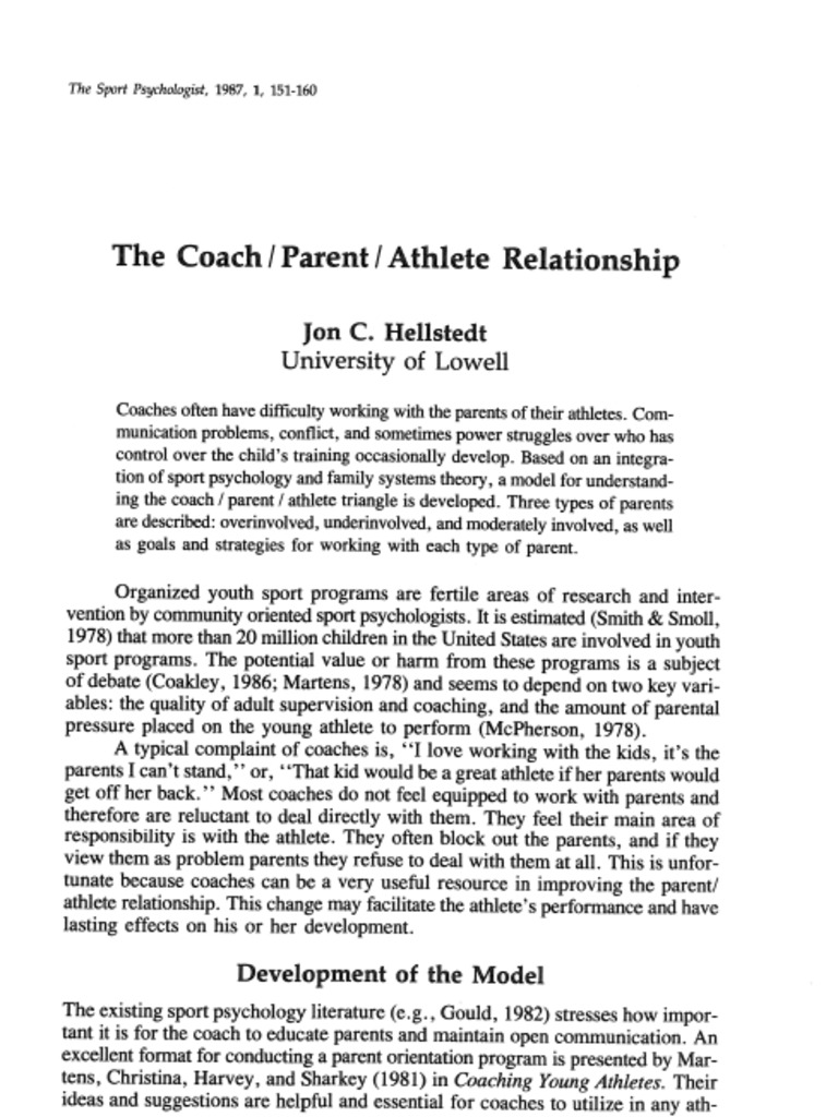 The Coach I Parent I Athlete Relationship | PDF | Interpersonal ...