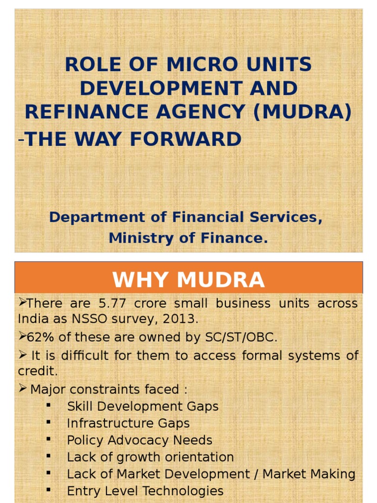 MUDRA - The Way Forward | PDF | Money | Financial Services