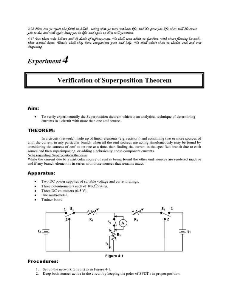Verification Of Superposition Theorem Lab Report Electrical Network