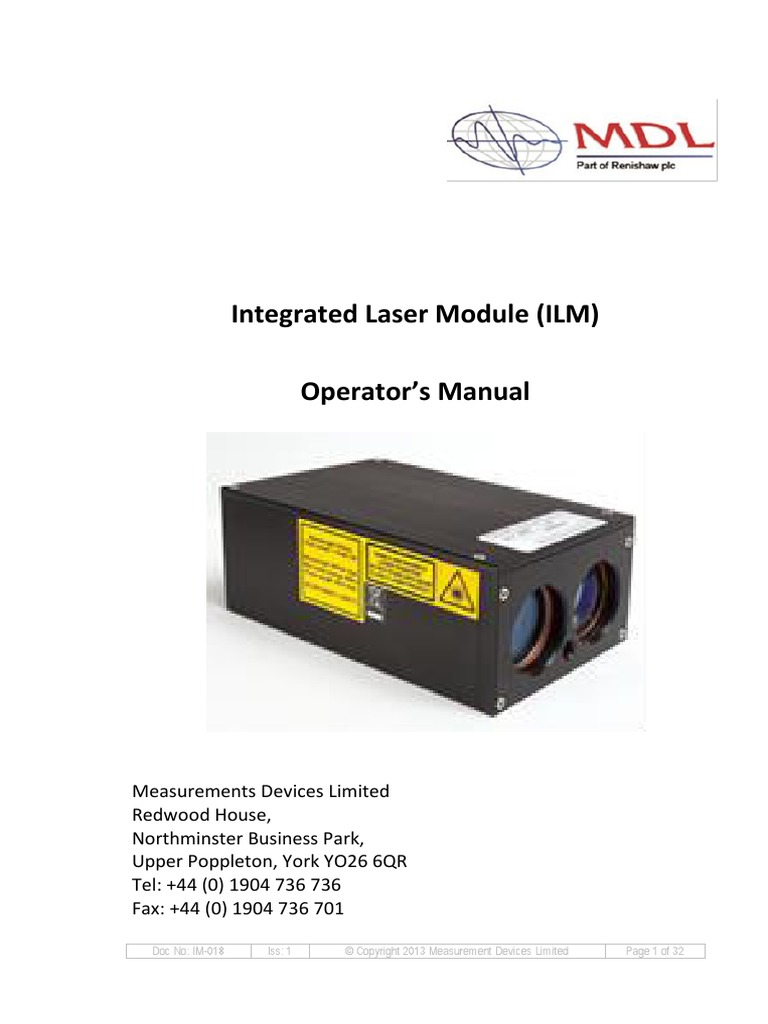 IM-018 Combine ILM Operators Manual | PDF | Laser | Power Supply