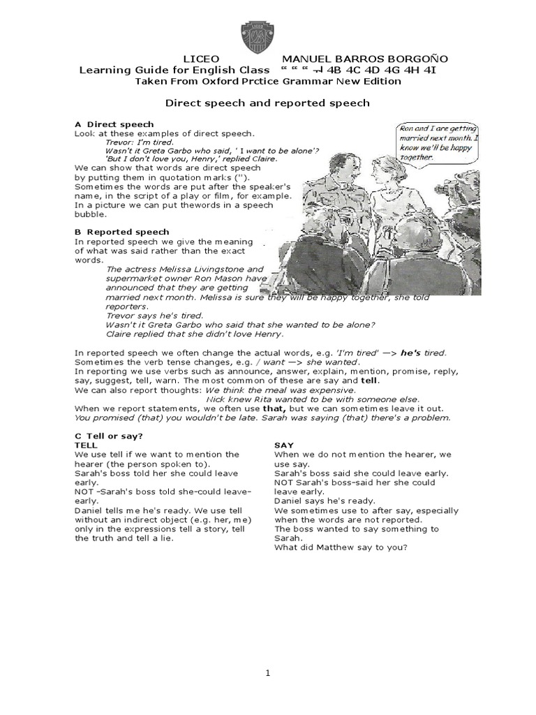 Direct and Reported Speech Guide | PDF | Question | Verb