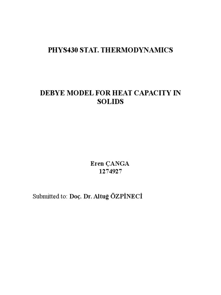 Debye-Einstien Model | PDF | Heat Capacity | Waves