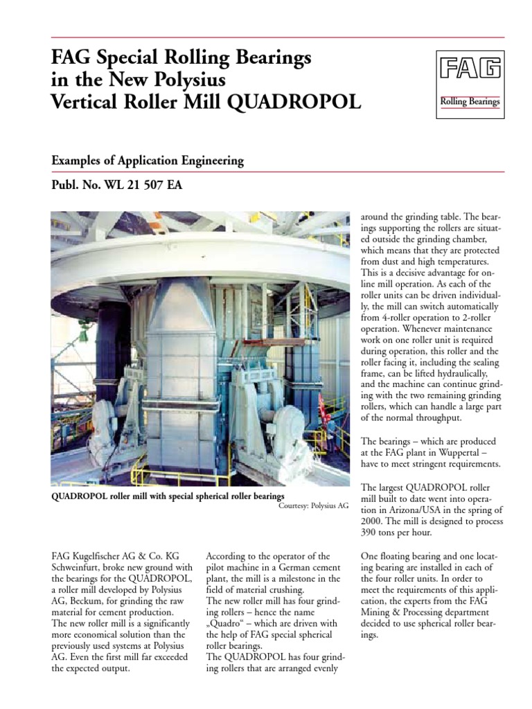 Rolling Bearings VRM | PDF | Bearing (Mechanical) | Mill (Grinding)