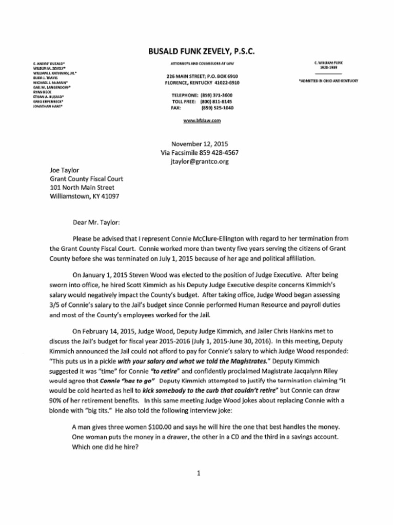 Connie McClure-Ellington Demand Letter To County | PDF