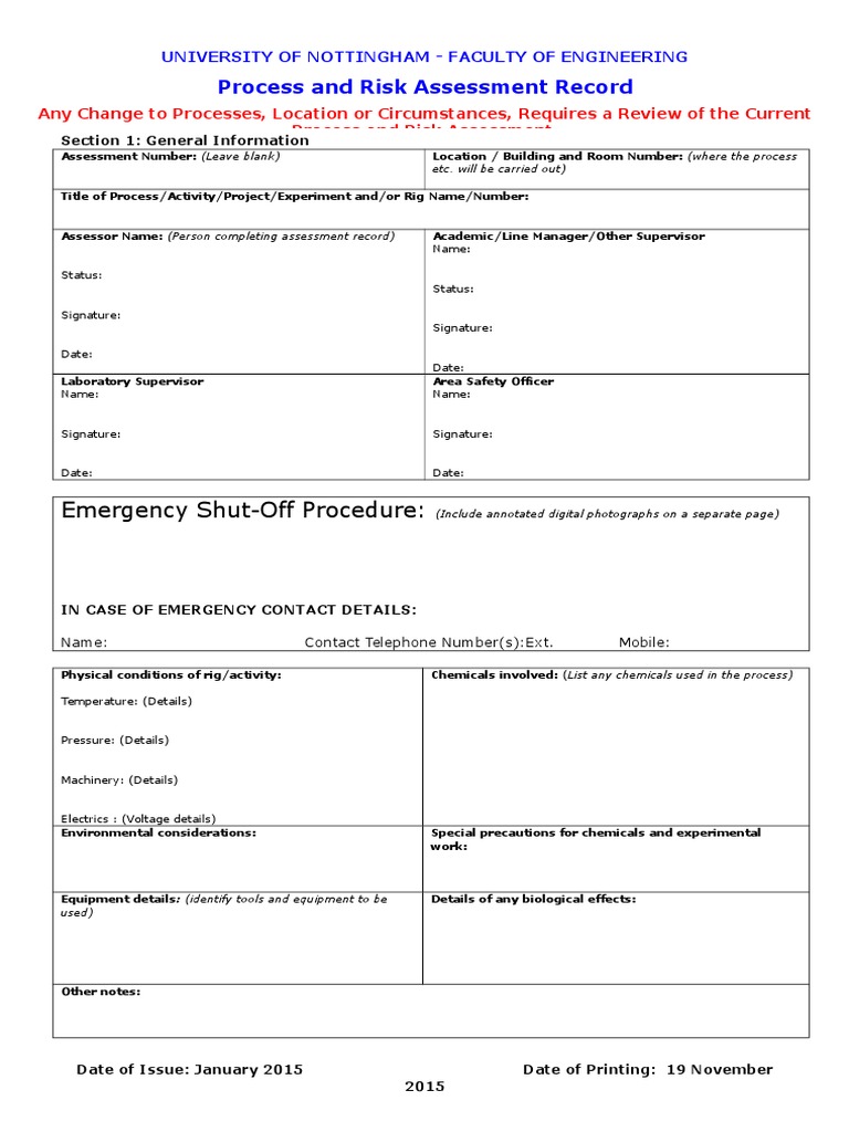 University of Nottingham Risk Assessment Guide | PDF | Safety ...