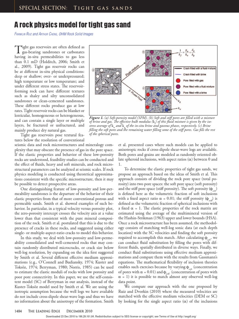 A Rock Physics Model For Tight Gas Sand | PDF | Porosity | Mechanics