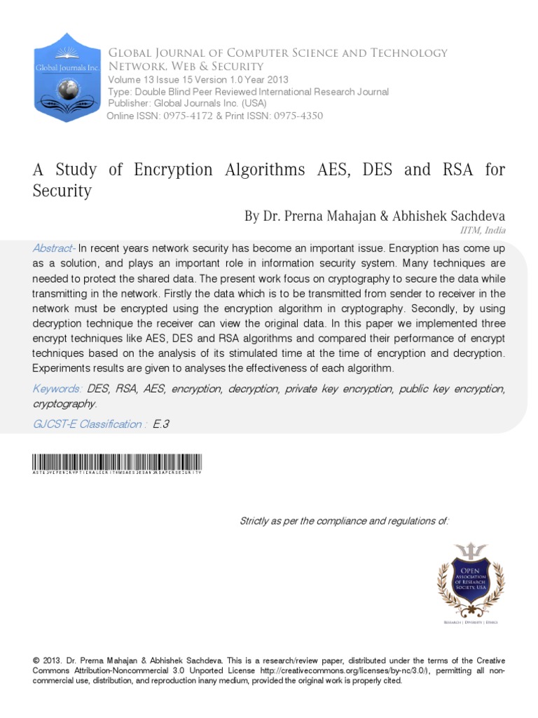 4 A Study of Encryption Algorithms | PDF | Cryptography | Key (Cryptography)