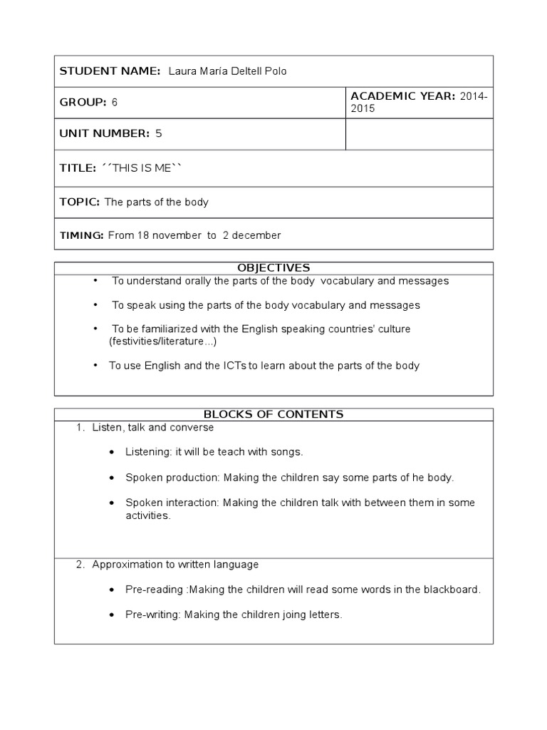 Teaching Body Parts in English | PDF | Vocabulary | Educational Assessment