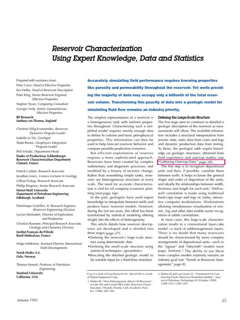 Large-Scale Reservoir Characterization | PDF | Petroleum Reservoir ...