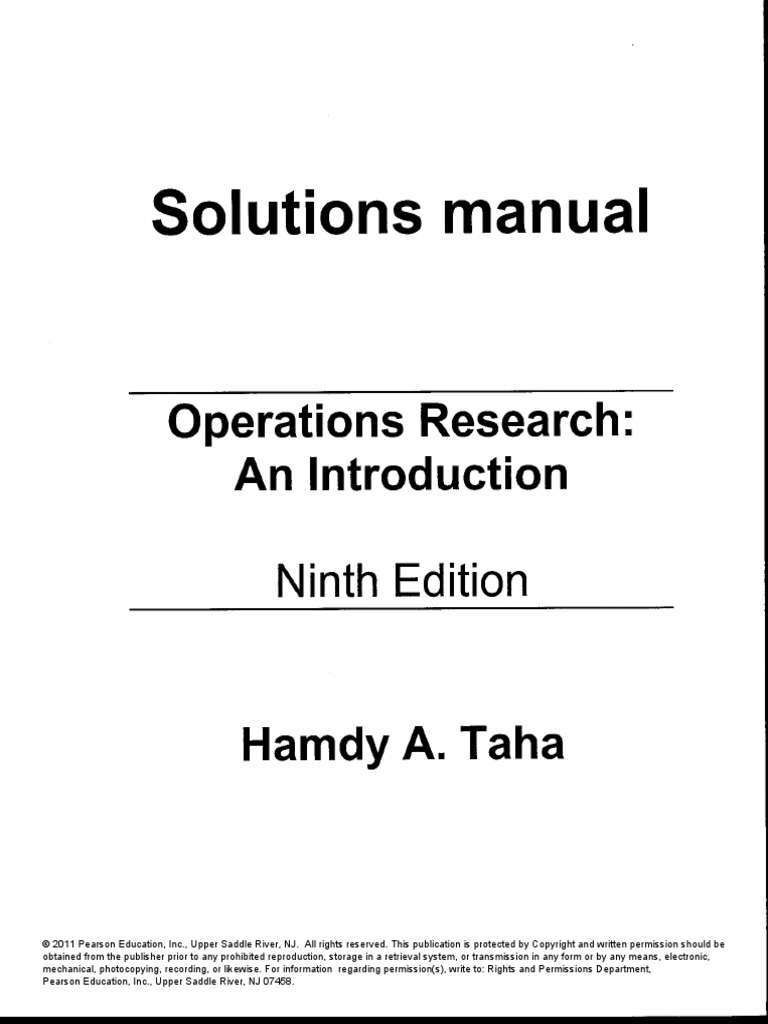 Operation Research Taha Solution Manual | PDF