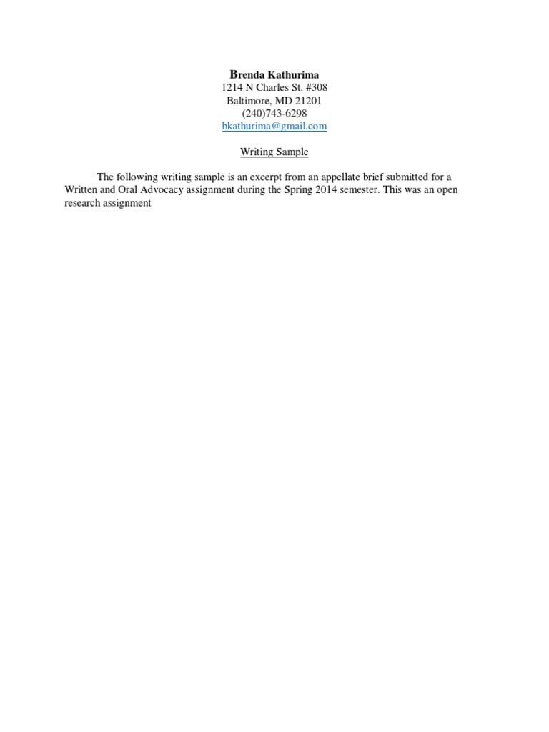 Writing Sample- WOA Appellate Brief | Probable Cause | Public Law