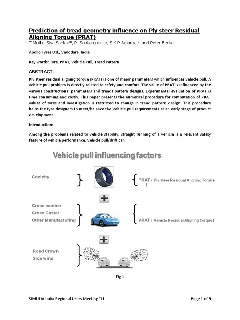 Apollo Prediction of Tread Geometry Influence On Ply Steer Residual ...