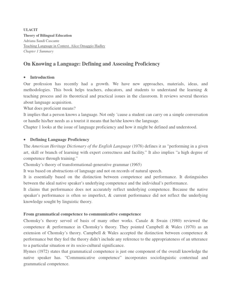 Teaching Language in Context. Chapter 1 Summary | PDF ...