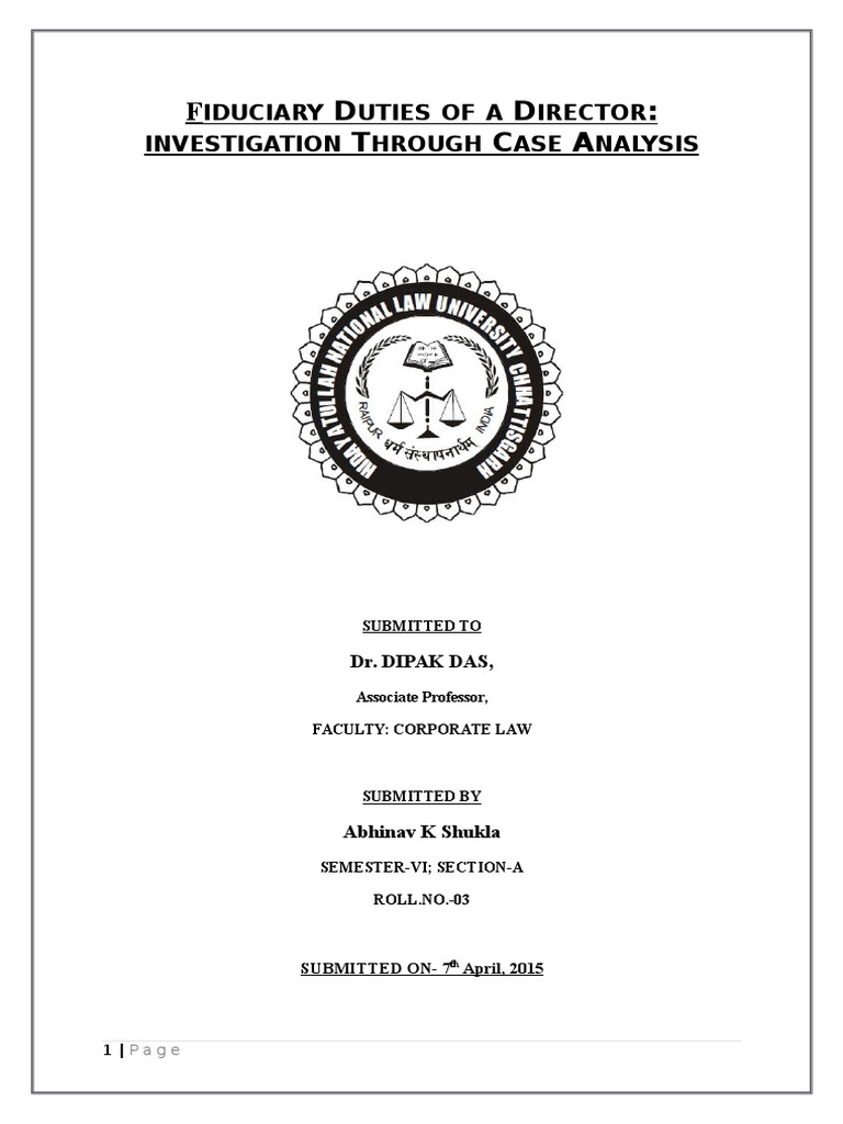 Fiduciary Duties of A Director | PDF | Fiduciary | Board Of Directors