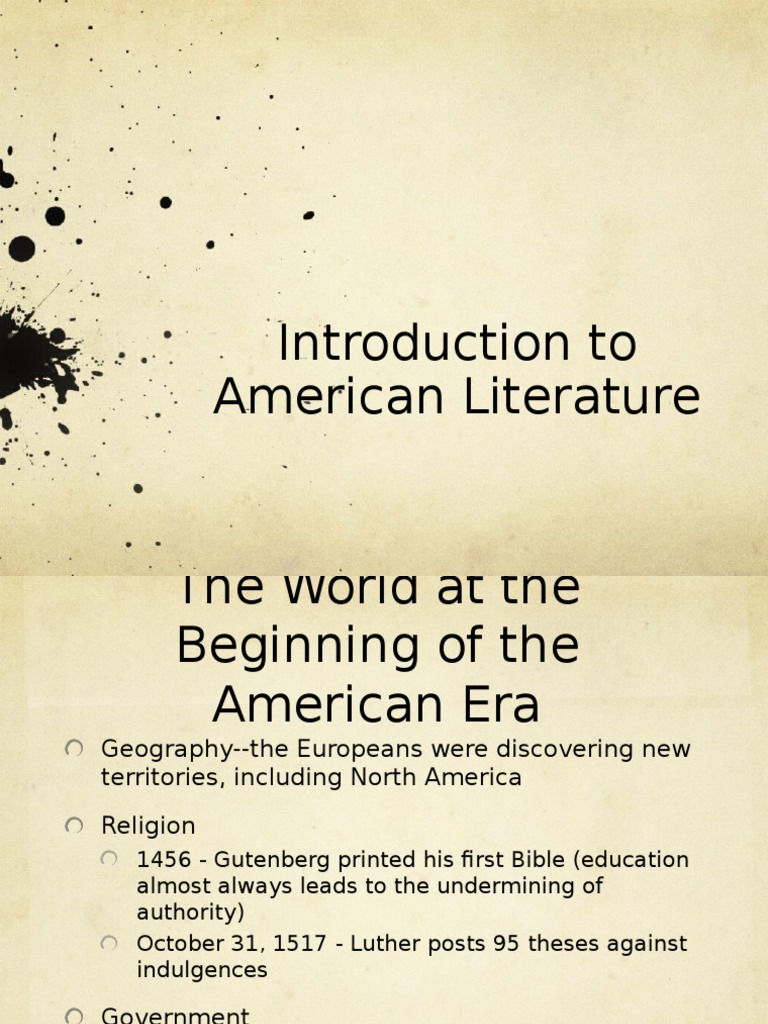 Intro Amer Lit PWRPT | PDF | History