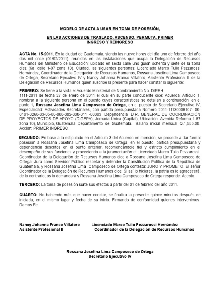 Modelo de Acta | PDF | Recursos humanos | Gobierno